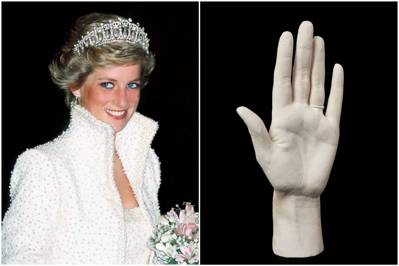 A 37-year-old life-size cast of Princess Diana’s left hand with her ...